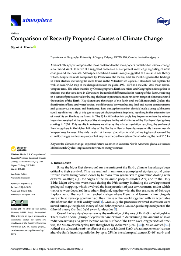 (PDF) Comparison of Recently Proposed Causes of Climate Change