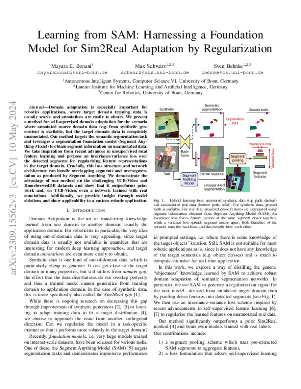 (PDF) Learning from SAM: Harnessing a Segmentation Foundation Model for Sim2Real Domain ...