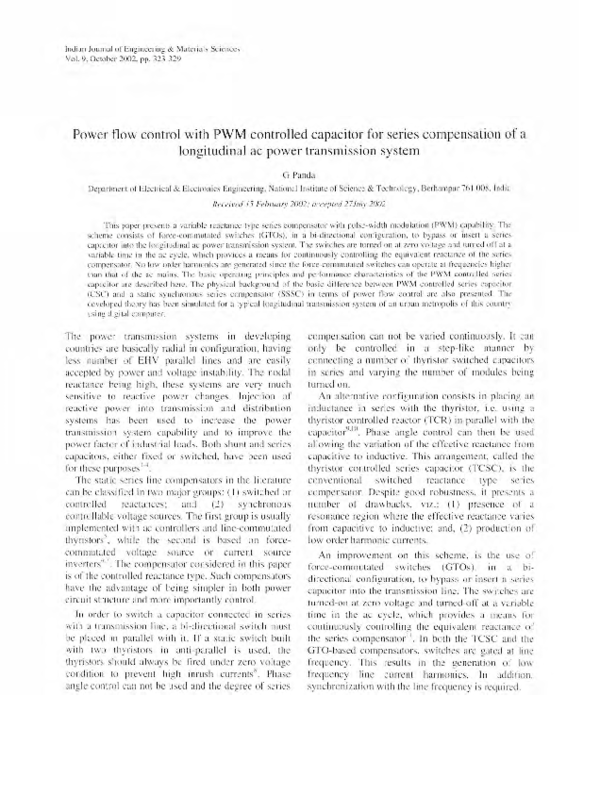 (PDF) Power flow control with PWM controlled capacitor for series ...