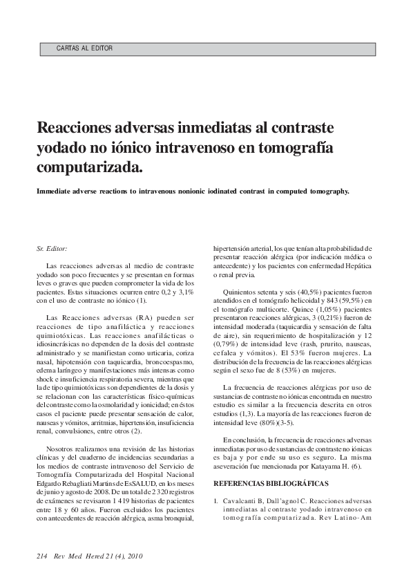 (PDF) Reacciones adversas inmediatas al contraste yodado no iónico ...