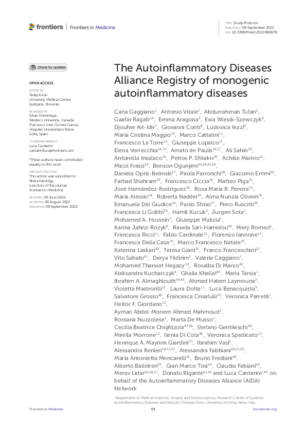 (PDF) The Autoinflammatory Diseases Alliance Registry of monogenic ...