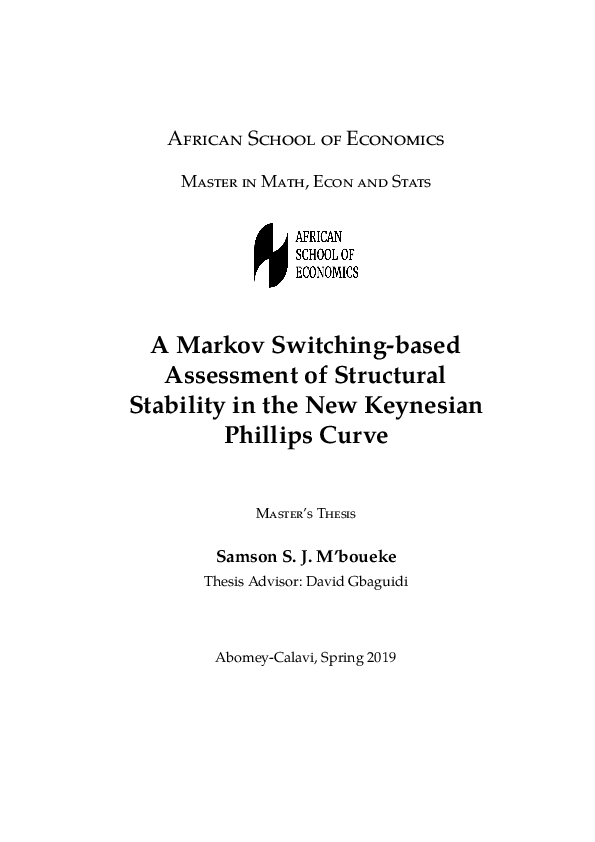 (PDF) A Markov Switching-based Assessment of Structural Stability in the New Keynesian Phillips ...
