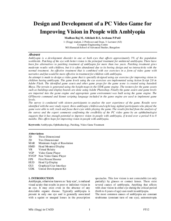 (PDF) Design and Development of a PC Video Game for Improving Vision in ...