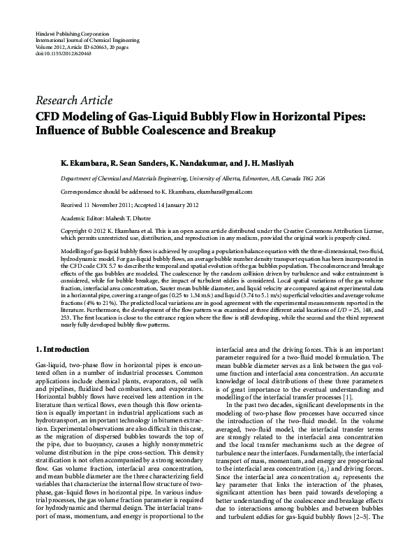 (PDF) CFD Modeling of Gas-Liquid Bubbly Flow in Horizontal Pipes ...
