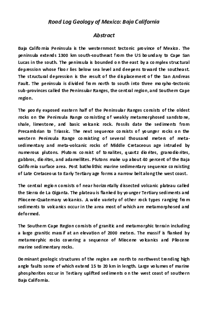 (PDF) Baja California Geology abstract