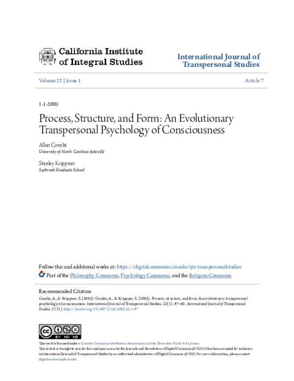 (PDF) Process, Structure, and Form: An Evolutionary Transpersonal ...