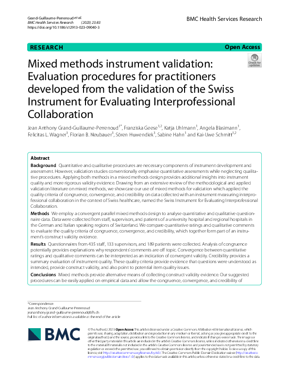 (PDF) Mixed methods instrument validation: Evaluation procedures for ...