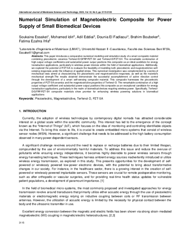 (PDF) Numerical Simulation of Magnetoelectric Composite for Power ...