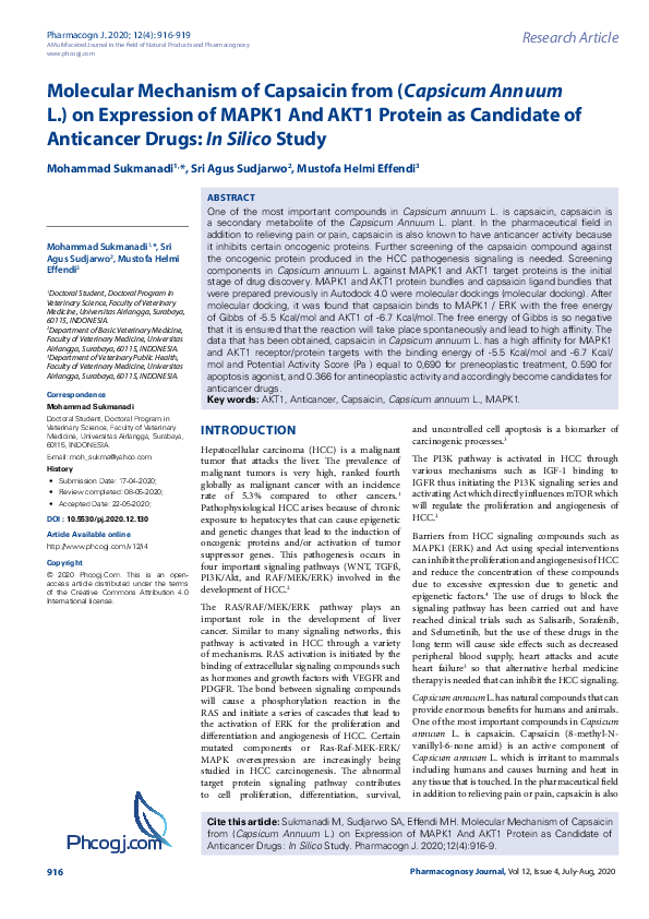 (PDF) Molecular Mechanism of Capsaicin from (Capsicum Annuum L.) on ...