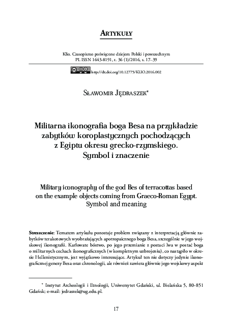 (PDF) Militarna ikonografia boga Besa na przykładzie zabytków ...