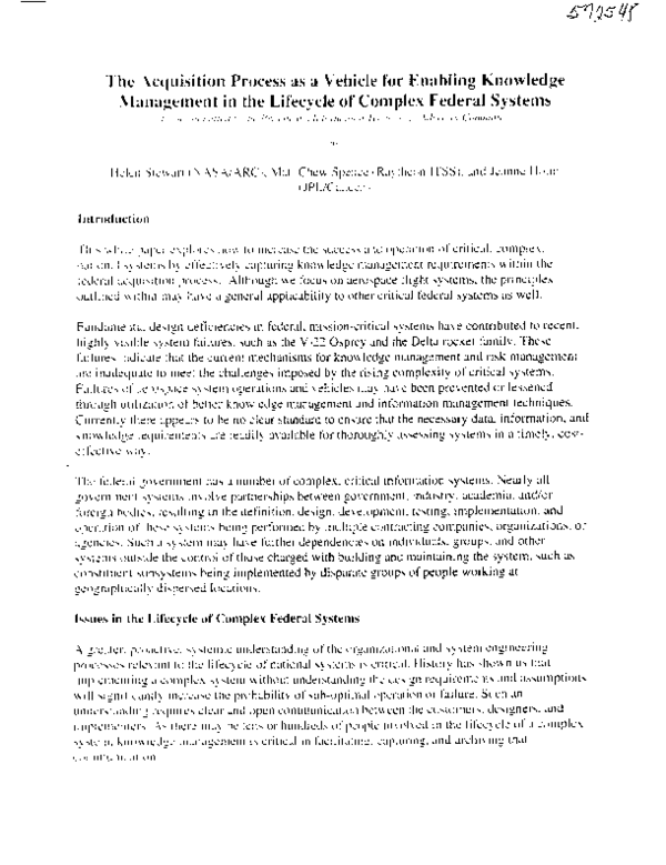 (PDF) The Acquisition Process as a Vehicle for Enabling Knowledge ...