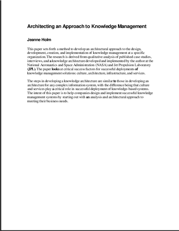 (PDF) Architecting an approach to knowledge management
