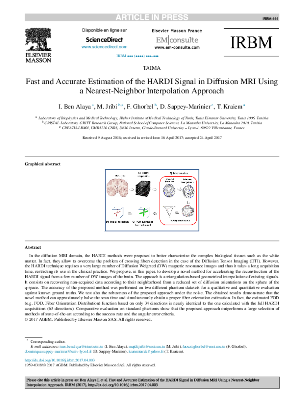 (PDF) Fast and Accurate Estimation of the HARDI Signal in Diffusion MRI ...