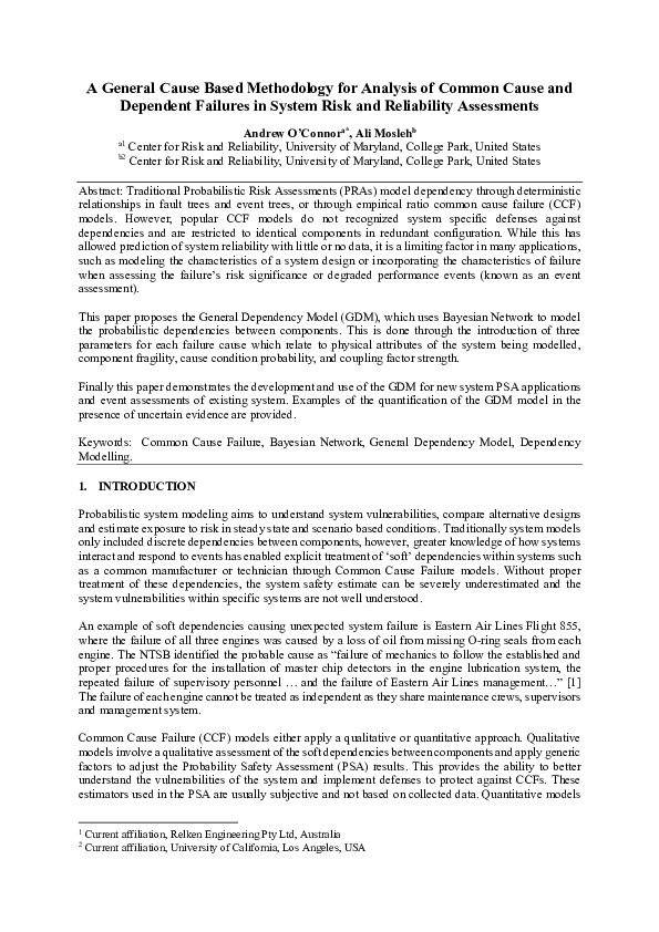 (PDF) A general cause based methodology for analysis of common cause ...