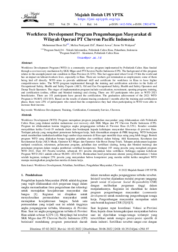 (PDF) Workforce Development Program untuk Pengembangan Masyarakat di ...