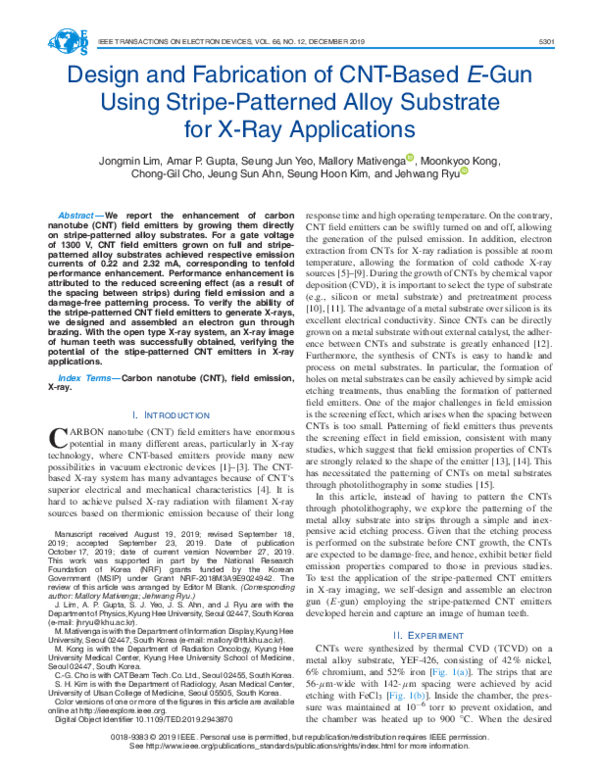 (PDF) Design and Fabrication of CNT-Based ${E}$ -Gun Using Stripe ...