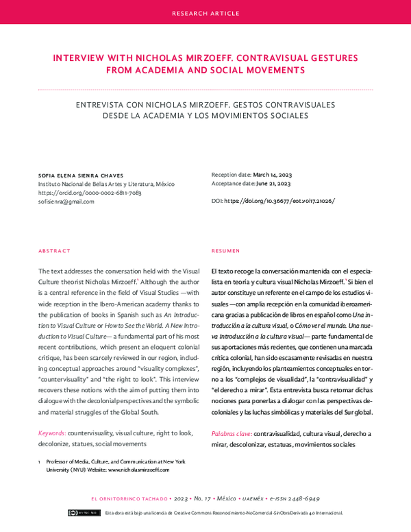 (PDF) Interview with Nicholas Mirzoeff