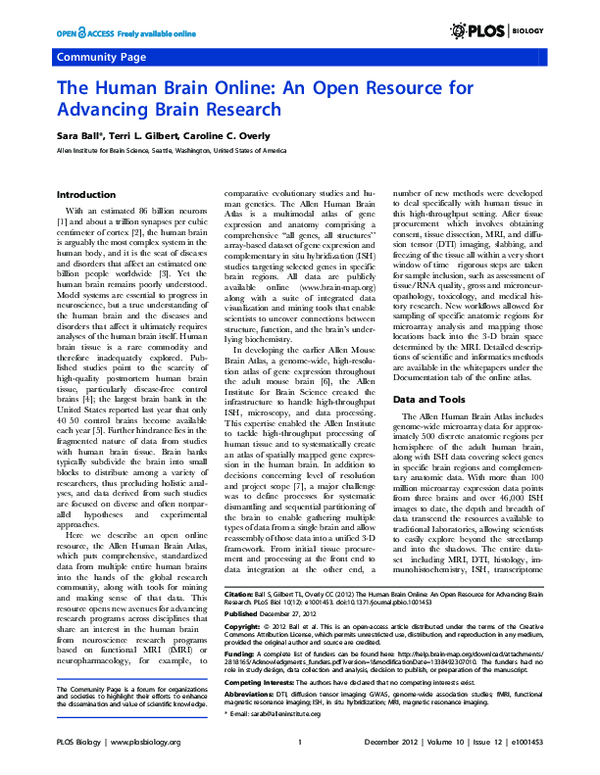 (PDF) The Human Brain Online: An Open Resource for Advancing Brain Research