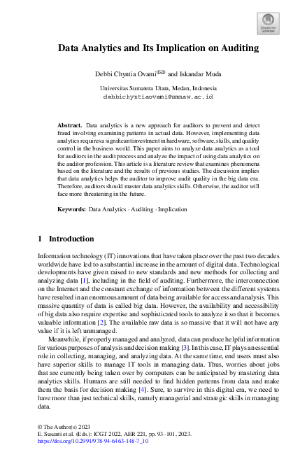 (PDF) Data Analytics and Its Implication on Auditing