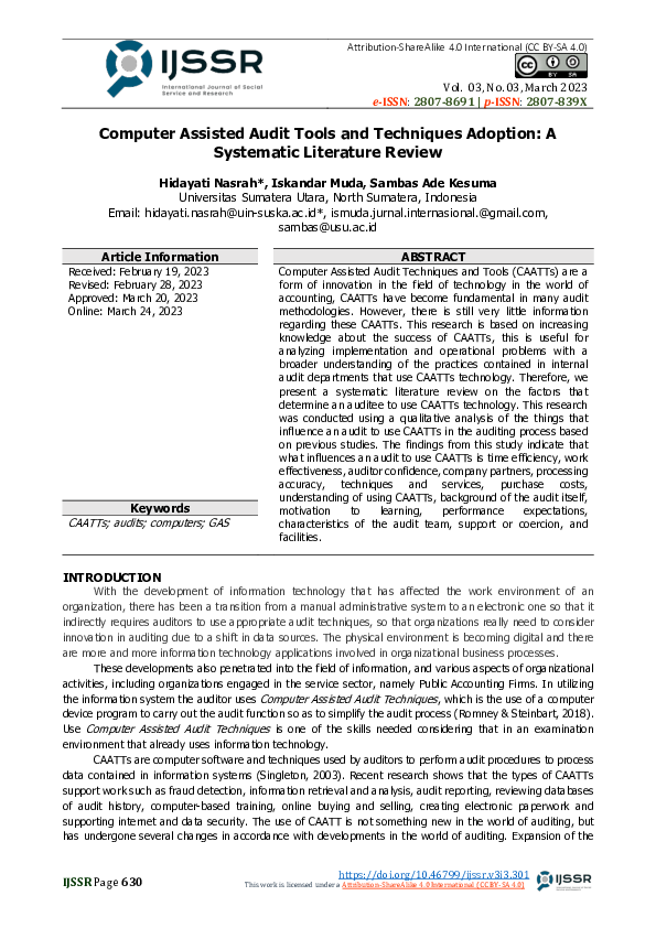 (PDF) Computer Assisted Audit Tools and Techniques Adoption: A ...