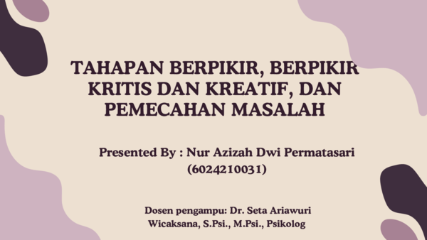 (PDF) TAHAPAN BERPIKIR, BERPIKIR KRITIS DAN KREATIF, DAN PEMECAHAN MASALAH