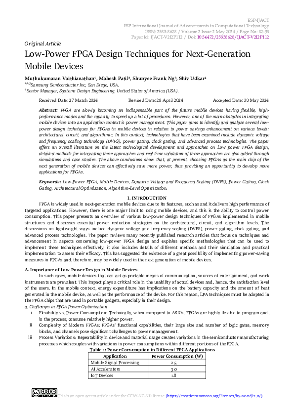 (PDF) Low-Power FPGA Design Techniques for Next-Generation Mobile Devices