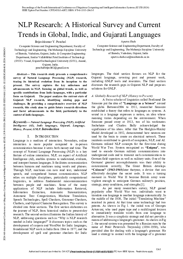 (PDF) NLP Research: A Historical Survey and Current Trends in Global ...