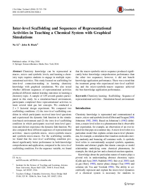 (PDF) Inter-level Scaffolding and Sequences of Representational Activities in Teaching a ...