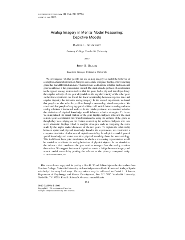 (PDF) Analog Imagery in Mental Model Reasoning: Depictive Models