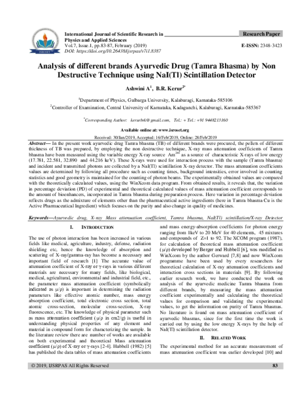 (PDF) Analysis of different brands Ayurvedic Drug (Tamra Bhasma) by Non ...