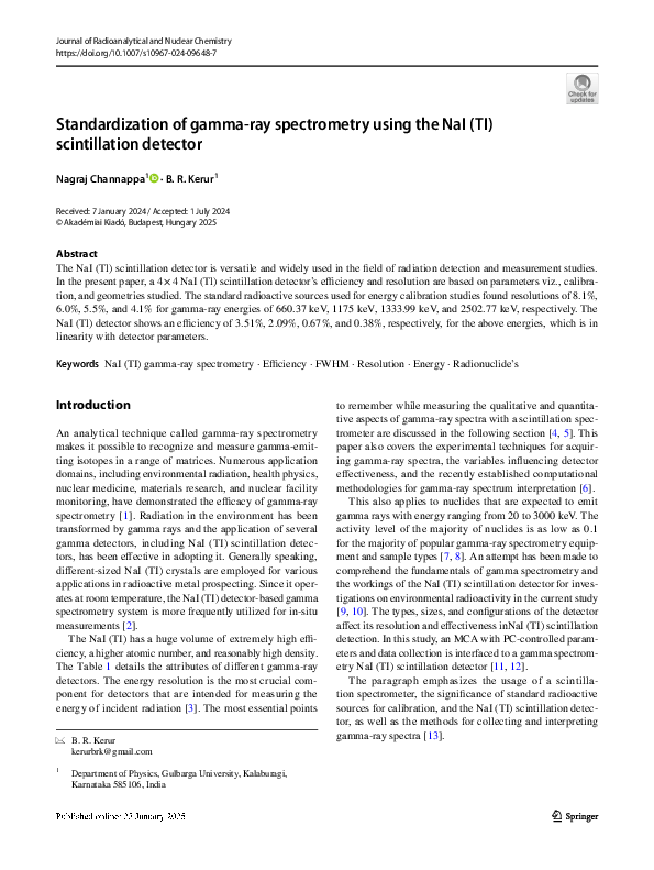 Standardization of gamma-ray spectrometry using the NaI (TI ...