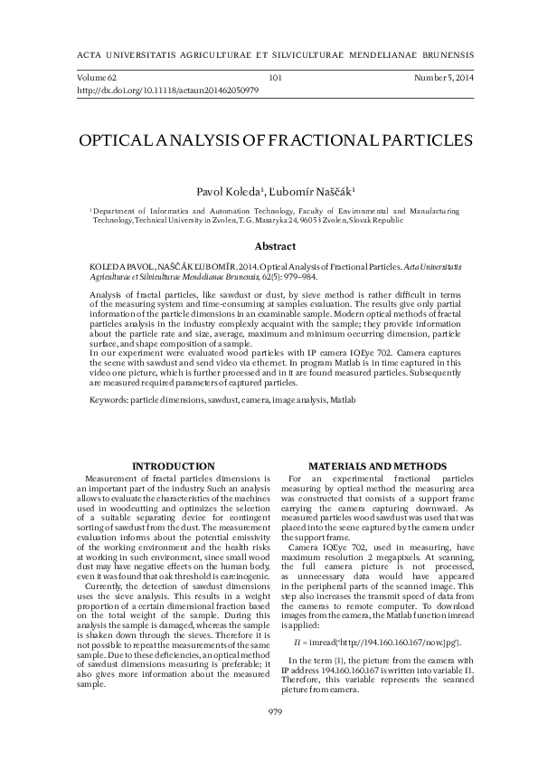 (PDF) Optical Analysis of Fractional Particles