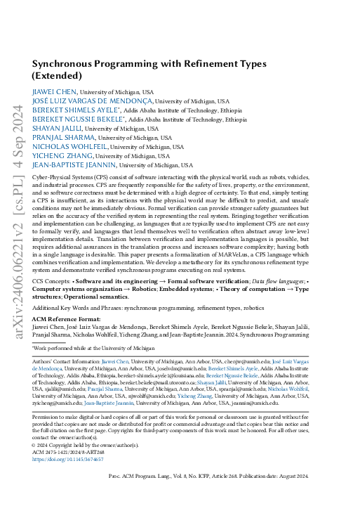 (PDF) Synchronous Programming with Refinement Types