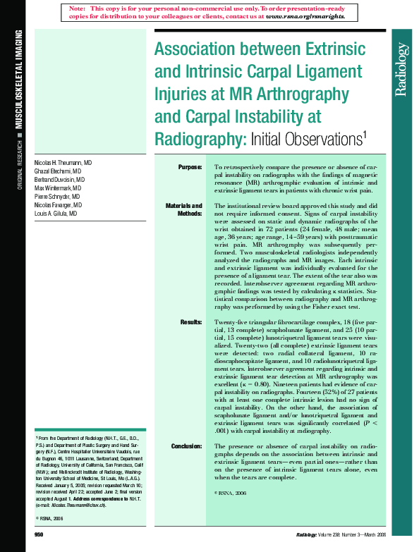 (PDF) Association between Extrinsic and Intrinsic Carpal Ligament ...