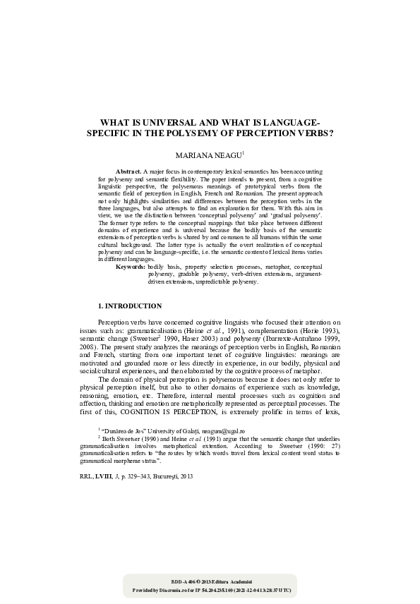 (PDF) What is Universal and What is Language- Specific in the Polysemy ...