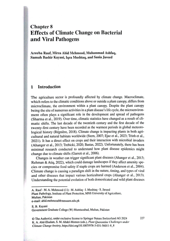(PDF) Effect of climate change on bacterial and viral pathogens