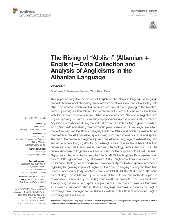 (PDF) The Rising of “Alblish” (Albanian + English)—Data Collection and ...