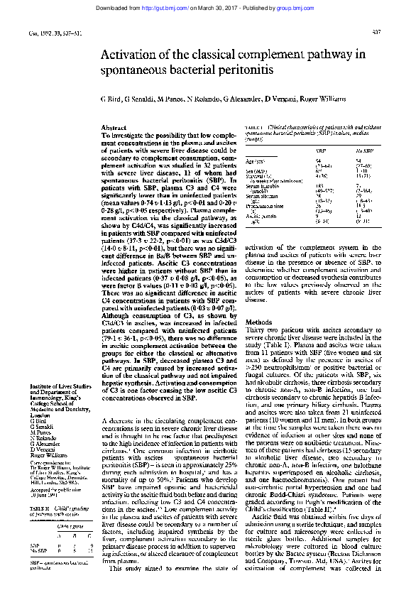 (PDF) Activation of the classical complement pathway in spontaneous ...