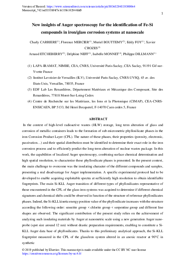 (PDF) New insights of Auger spectroscopy for the identification of Fe ...