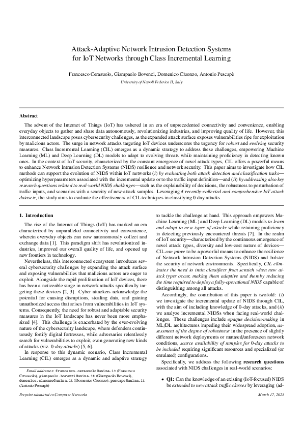 (PDF) Attack-Adaptive Network Intrusion Detection Systems for IoT Networks through Class ...