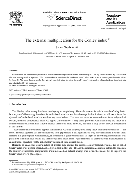 (PDF) The external multiplication for the Conley index
