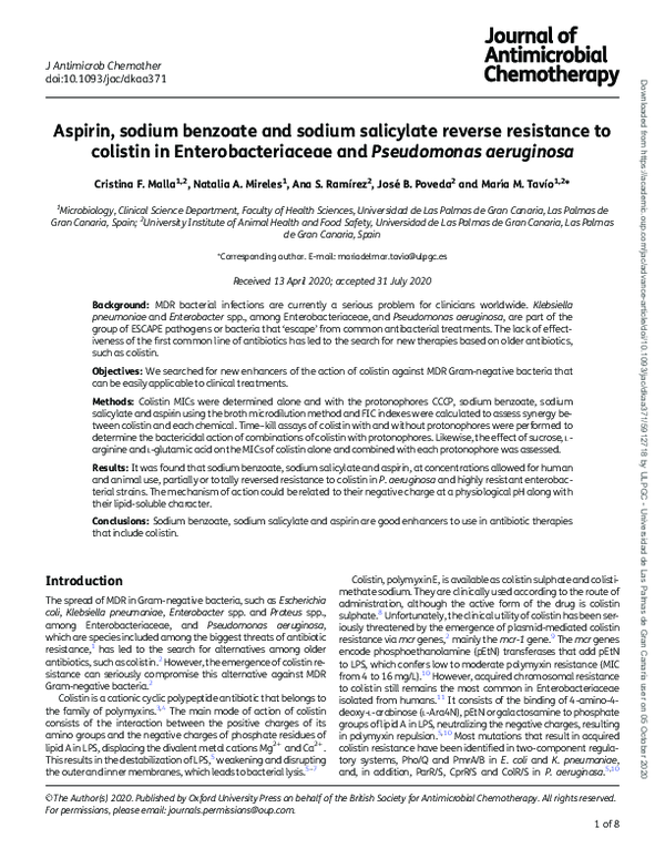 (PDF) Aspirin, sodium benzoate and sodium salicylate reverse resistance ...