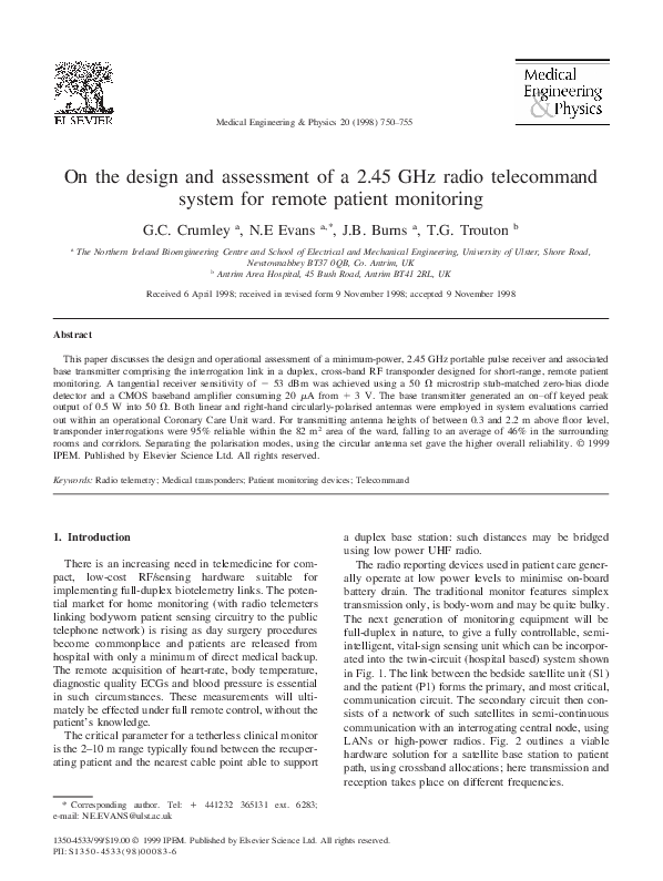 (PDF) On the design and assessment of a 2.45 GHz radio telecommand ...
