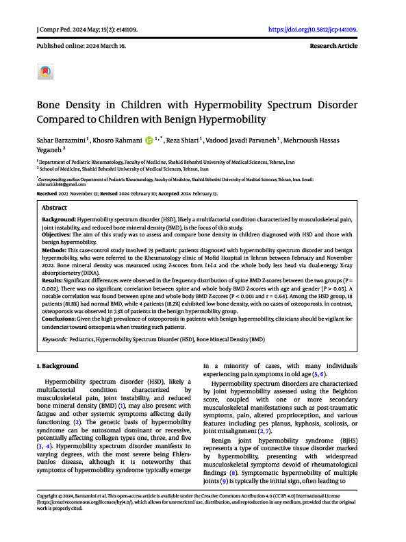 (PDF) Bone Density in Children with Hypermobility Spectrum Disorder ...