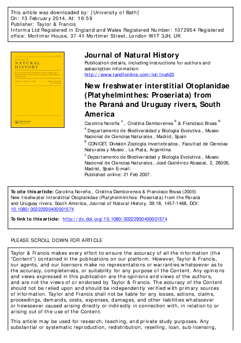 (PDF) New freshwater interstitial Otoplanidae (Platyhelminthes ...