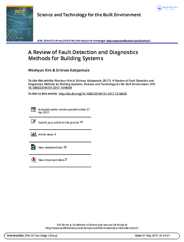 (PDF) A review of fault detection and diagnostics methods for building ...