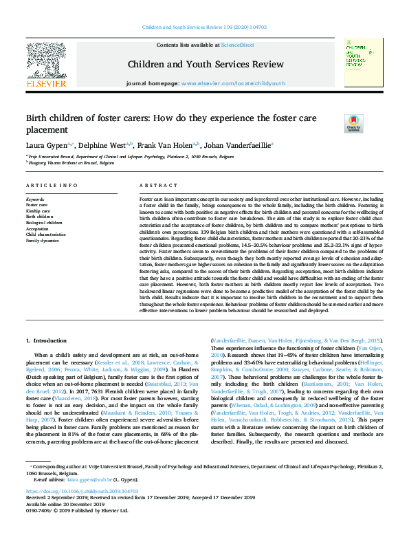 (PDF) Birth children of foster carers: How do they experience the ...
