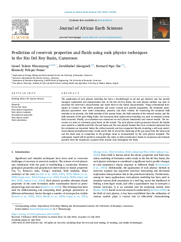 (PDF) Prediction of reservoir properties and fluids using rock physics ...