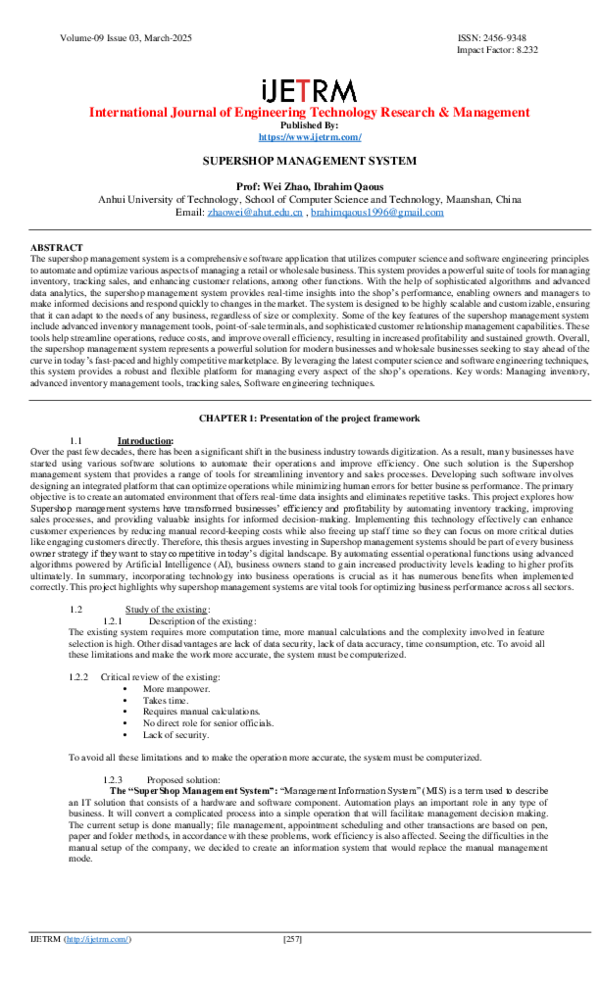(PDF) SUPERSHOP MANAGEMENT SYSTEM
