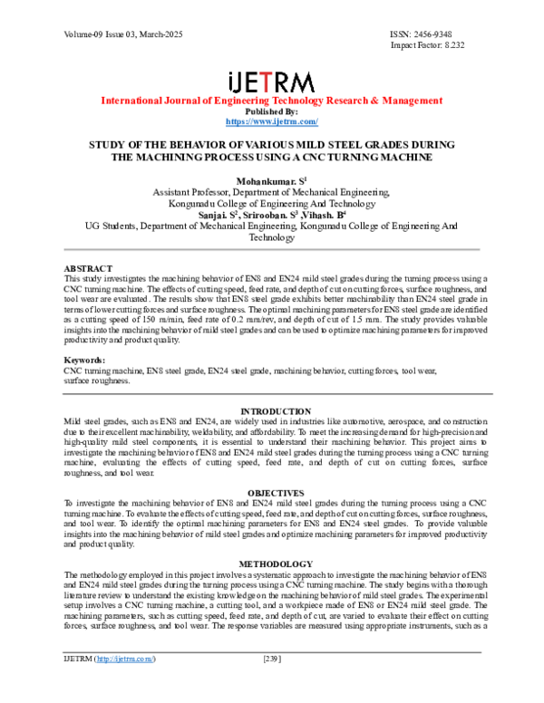 (PDF) STUDY OF THE BEHAVIOR OF VARIOUS MILD STEEL GRADES DURING THE ...